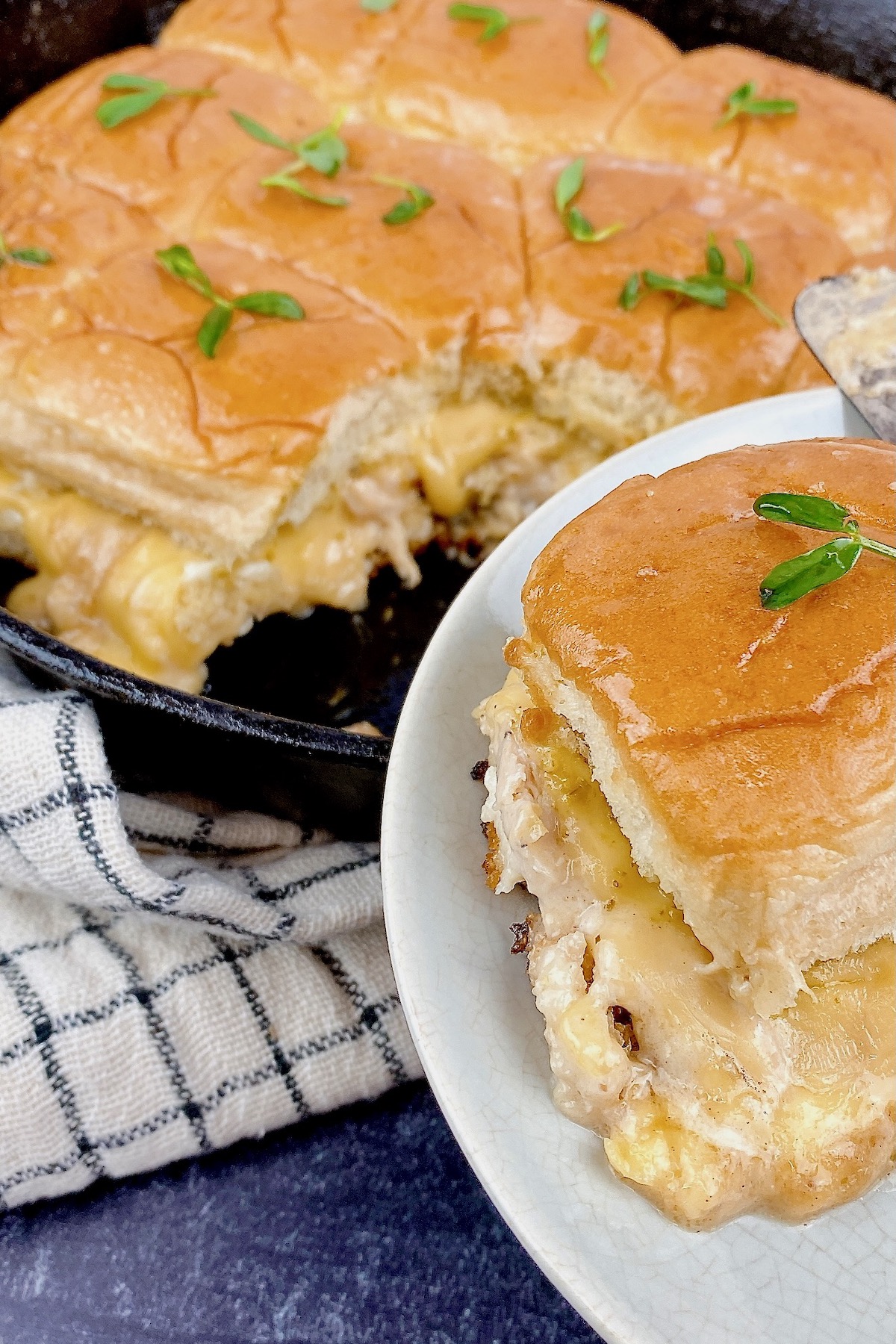 Cheesy Roasted Garlic Chicken Skillet Sliders - Simple Joyful Food