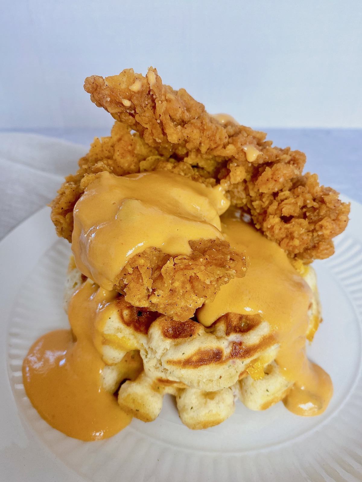 Chili Con Queso Chicken and Waffles. - Simple Joyful Food